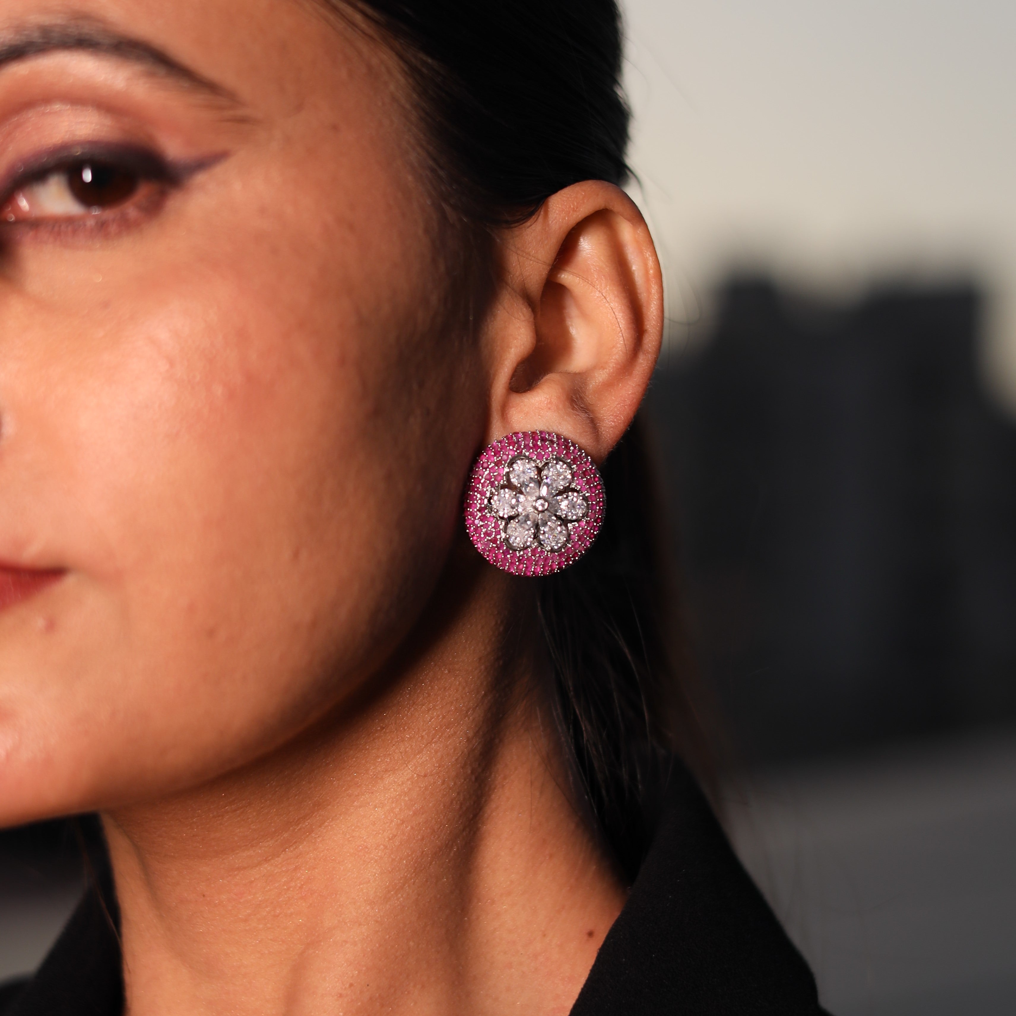 Invisible Setting Ruby Gloria Zirconia Anti Tarnish Everyday Stud Earr ...