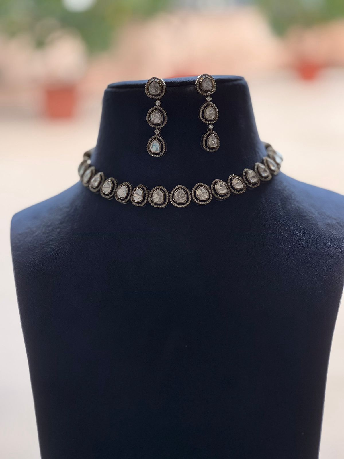 Antique Finish polki single Line Necklace – Jewelsblu.com